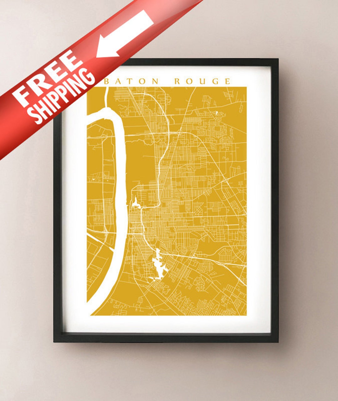 Baton Rouge Map Print - Etsy