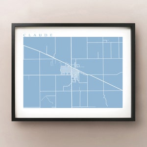 Claude, TX Map Print - Texas Poster - Etsy