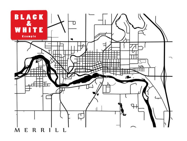 Merrill WI Map Print Wisconsin Poster - Etsy