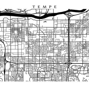 Tempe Map - More Sizes Available - Black and White Wall Art - Etsy