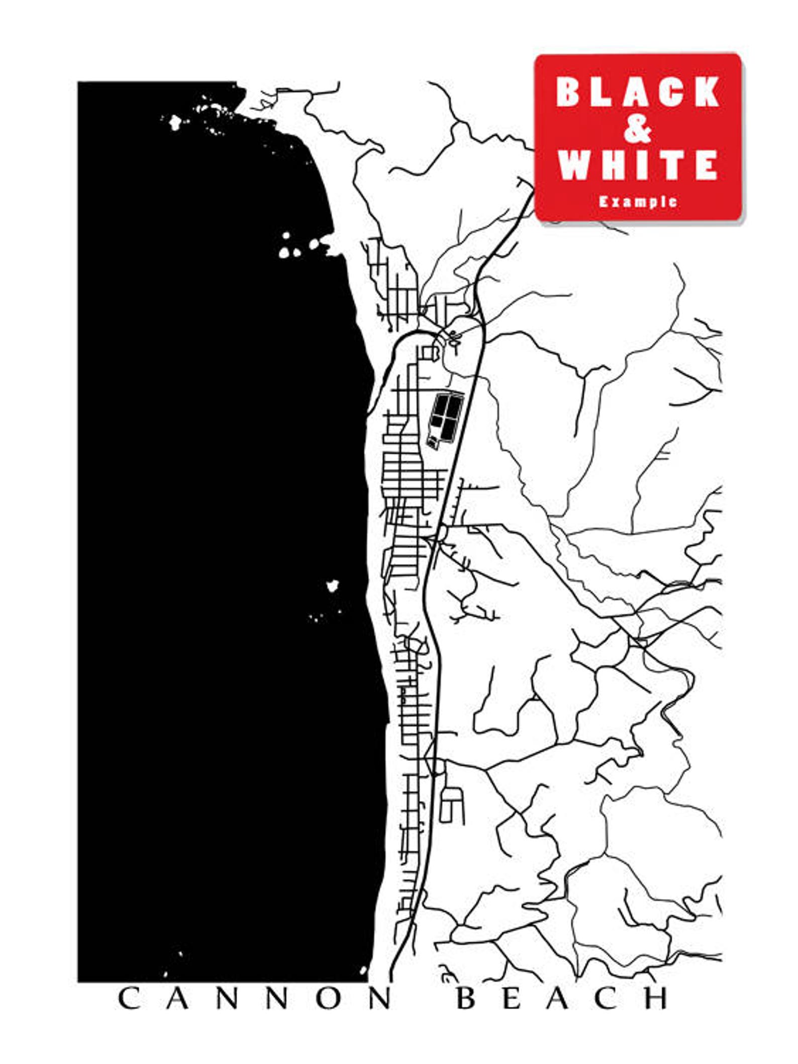 Cannon Beach Map Print - Oregon Art Poster - Etsy