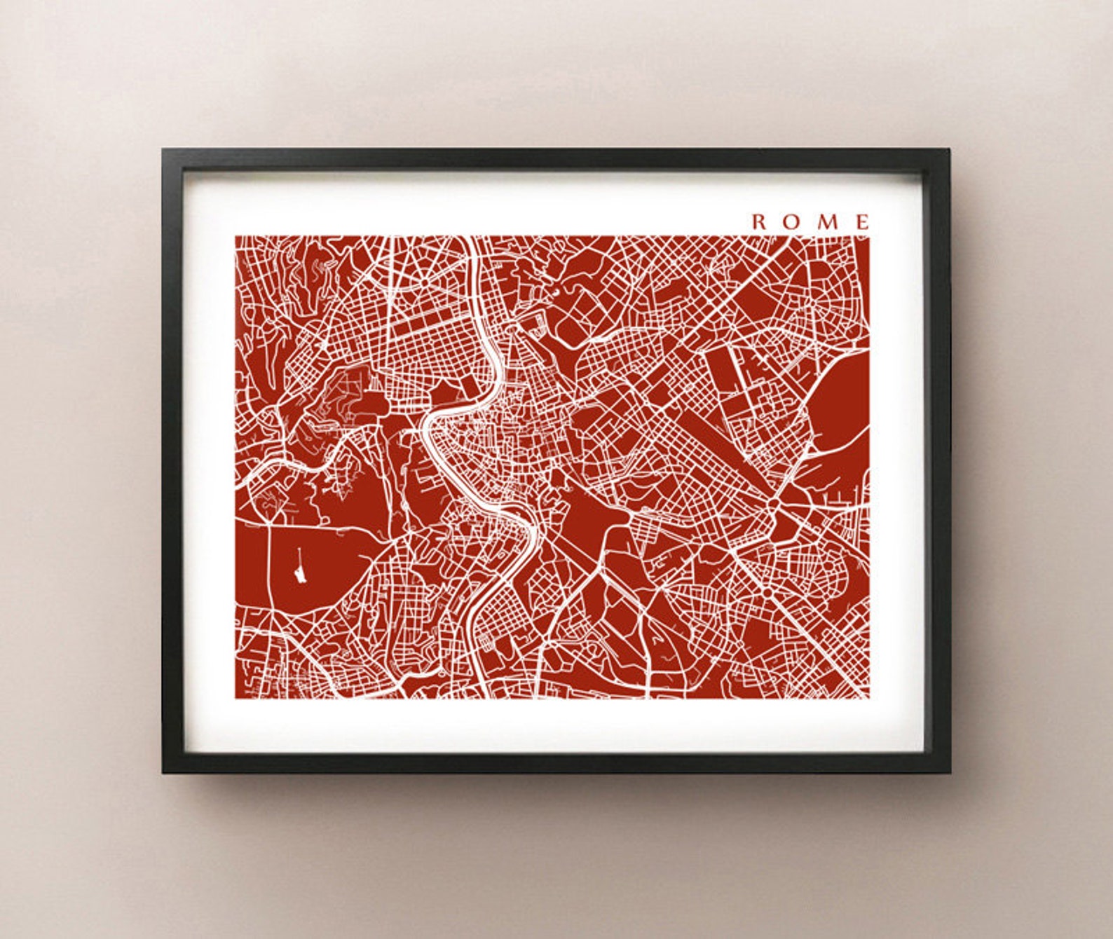Rome Map Art More Sizes and Colors Available - Etsy