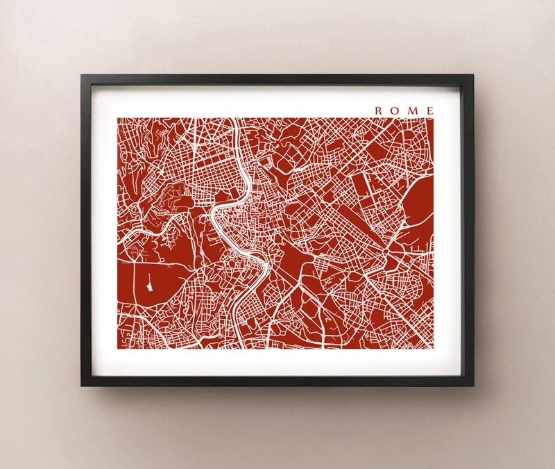 Rome Map Art More Sizes and Colors Available - Etsy