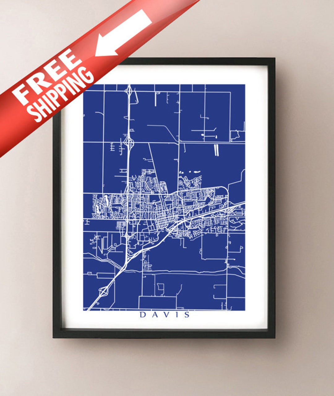 Davis, CA Map - California Poster Print - Etsy