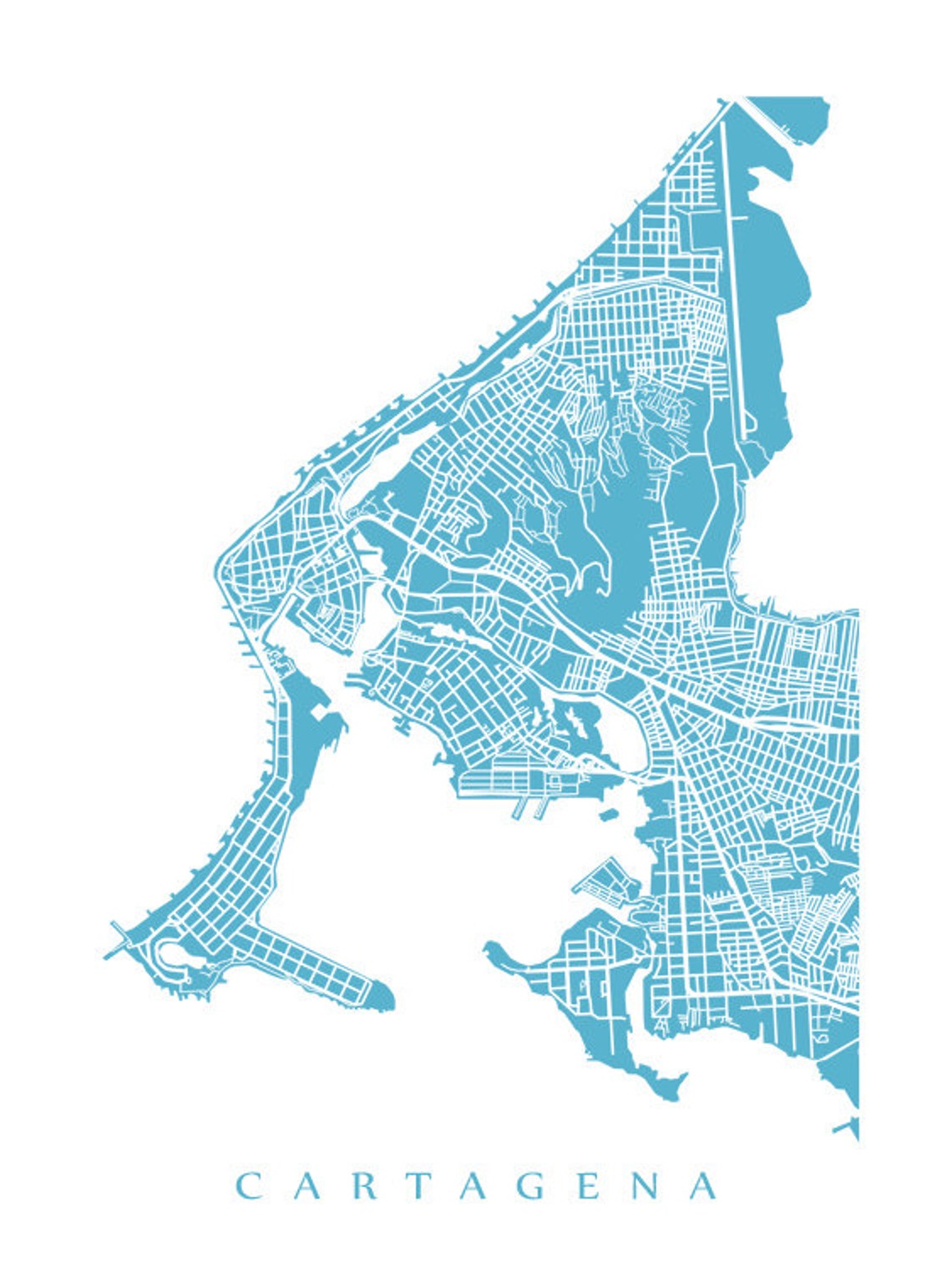 Cartagena Map Print Colombia Poster | Etsy