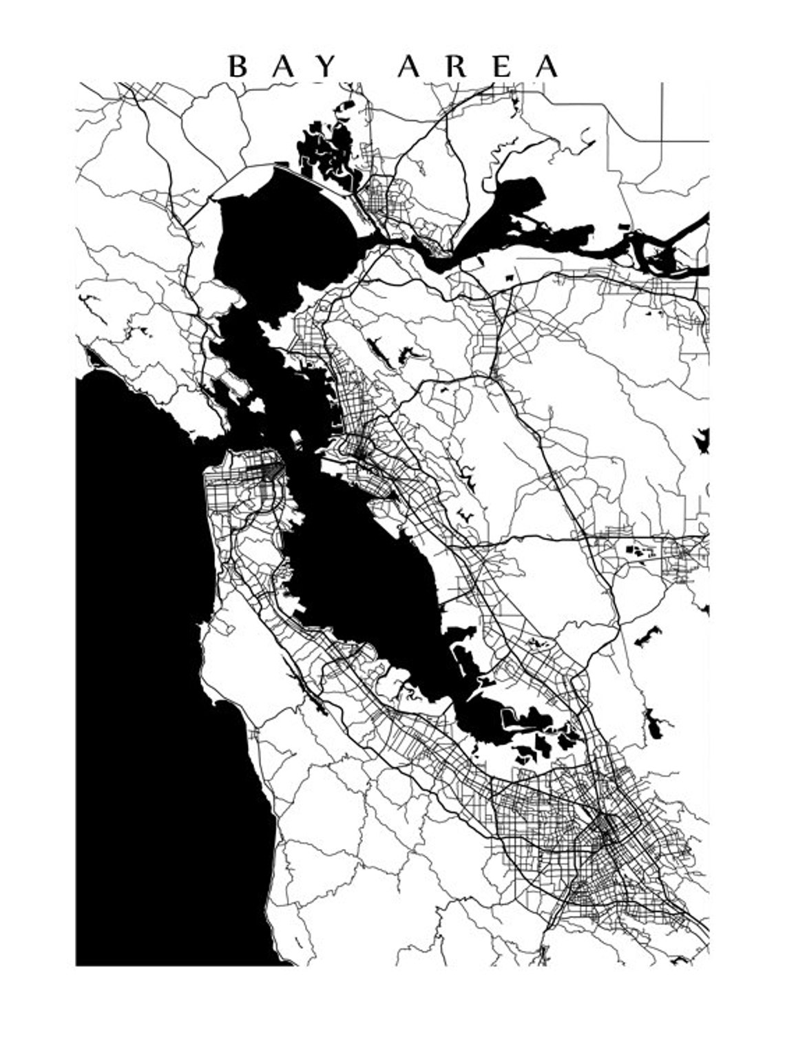 San Francisco Bay Area Map Print | Etsy