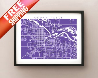 Cedar Falls Map Print, Cedar Falls Map Poster Wall Art, Ia City Map ...
