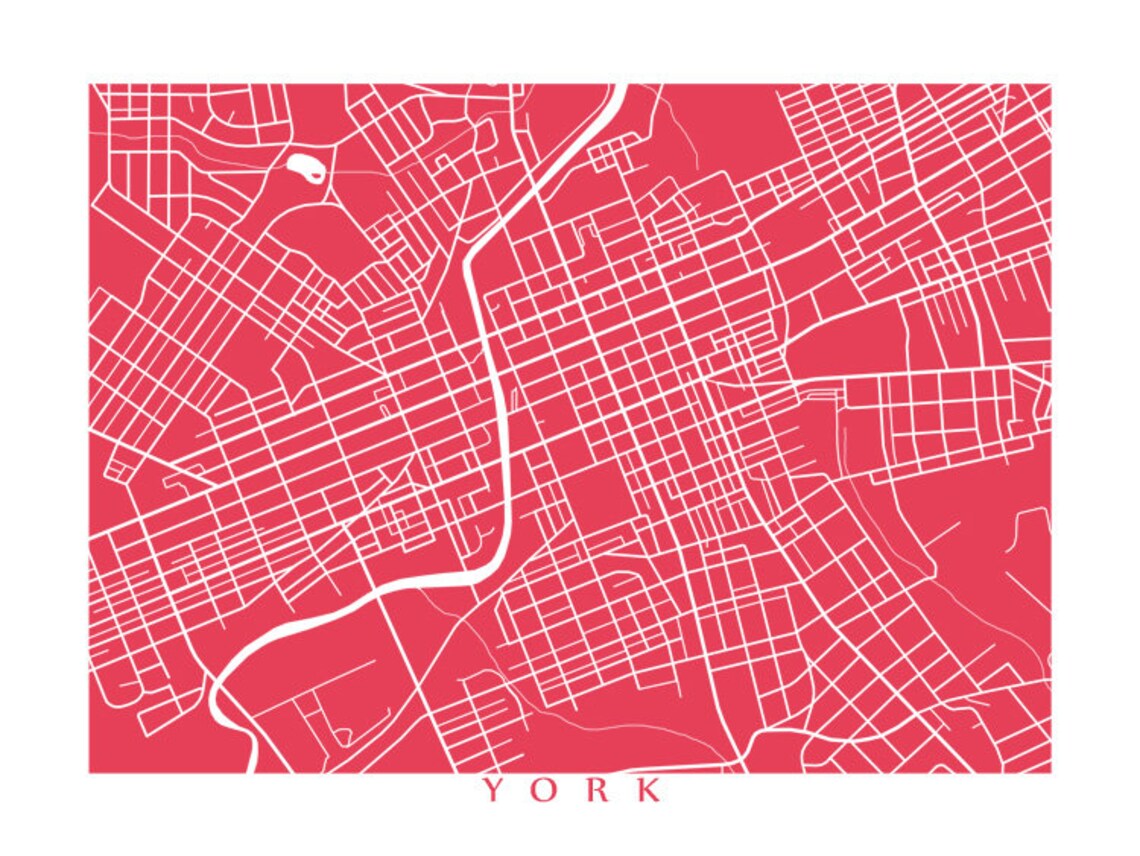 York PA Map Pennsylvania Poster - Etsy