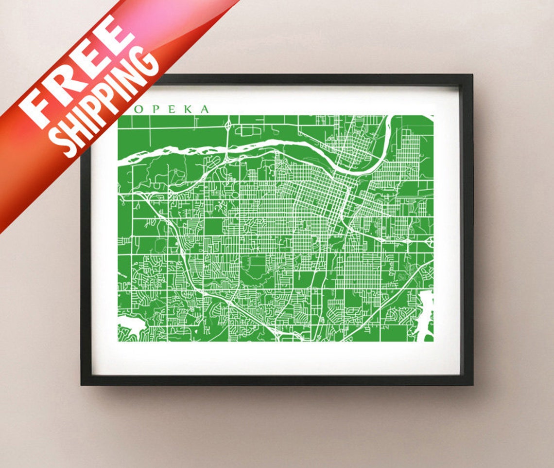Topeka Map Print Kansas Poster - Etsy