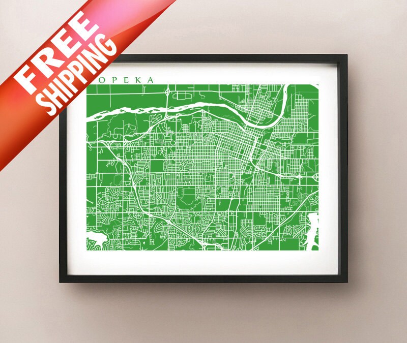 Topeka Map Print Kansas Poster | Etsy