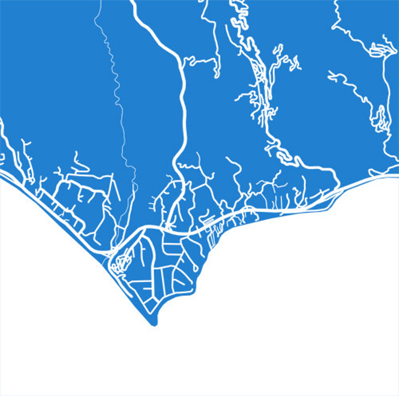 Malibu Map Print California Art Poster | Etsy