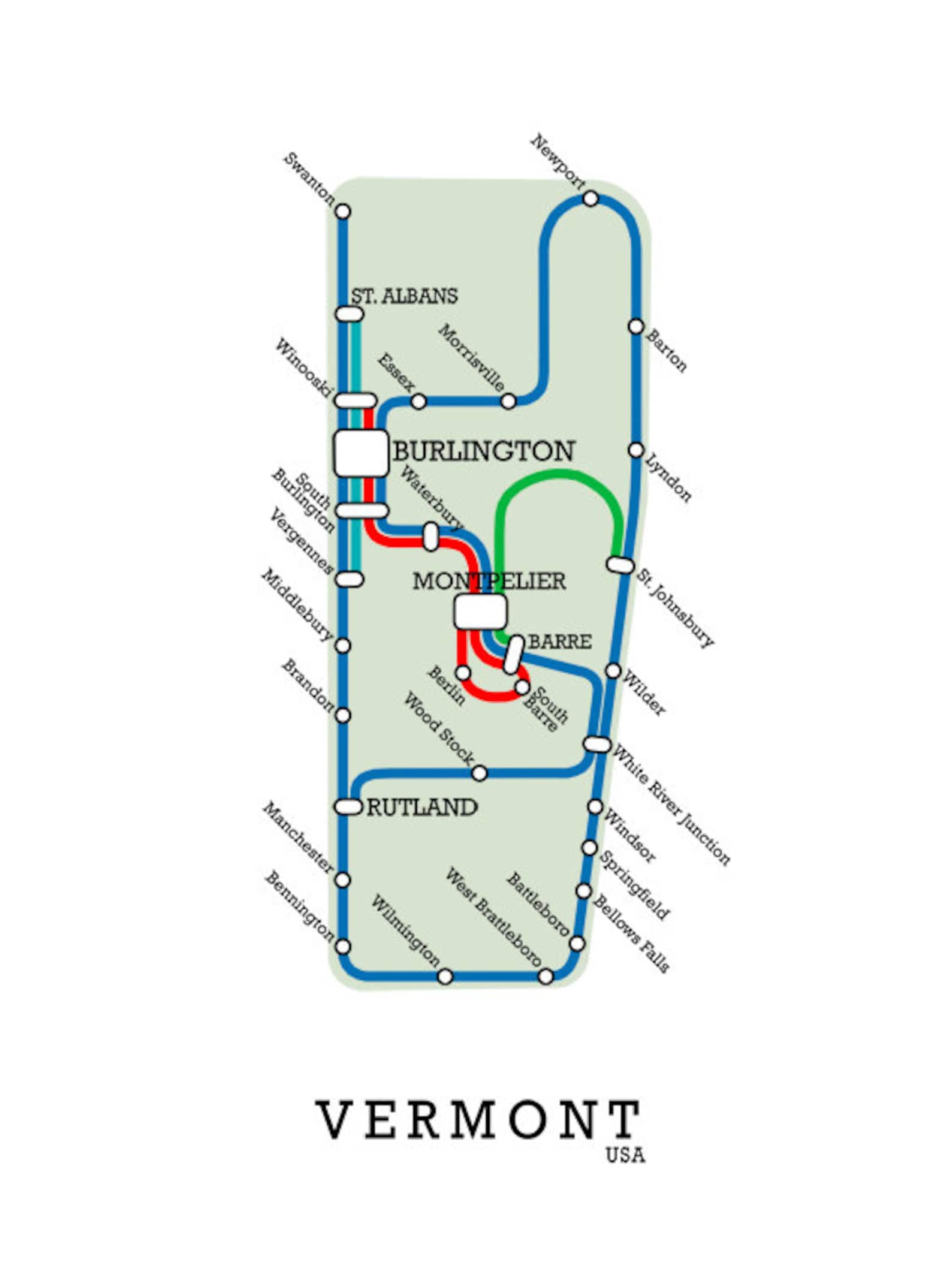 Vermont Metro Subway Map | Etsy