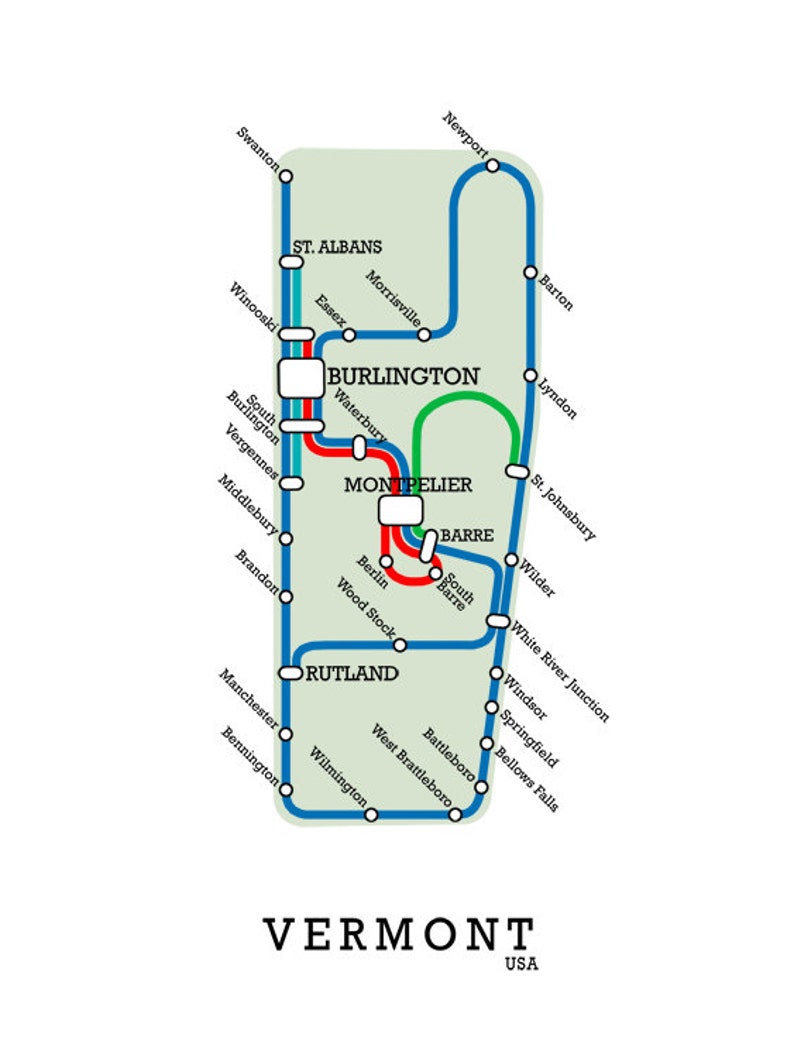Vermont Metro Subway Map - Etsy