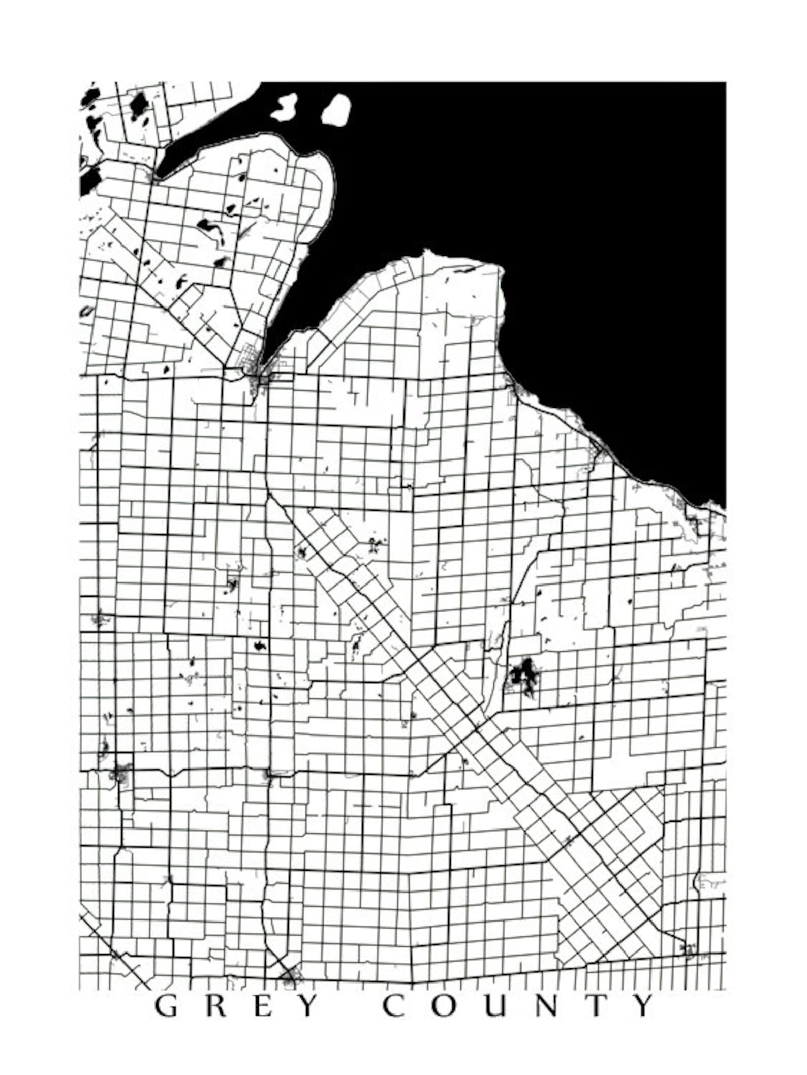 Grey County Map Print Ontario Art Canada Poster Choose - Etsy
