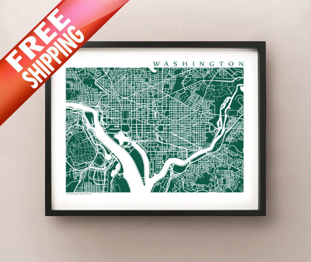 Washington DC Map Art - Etsy