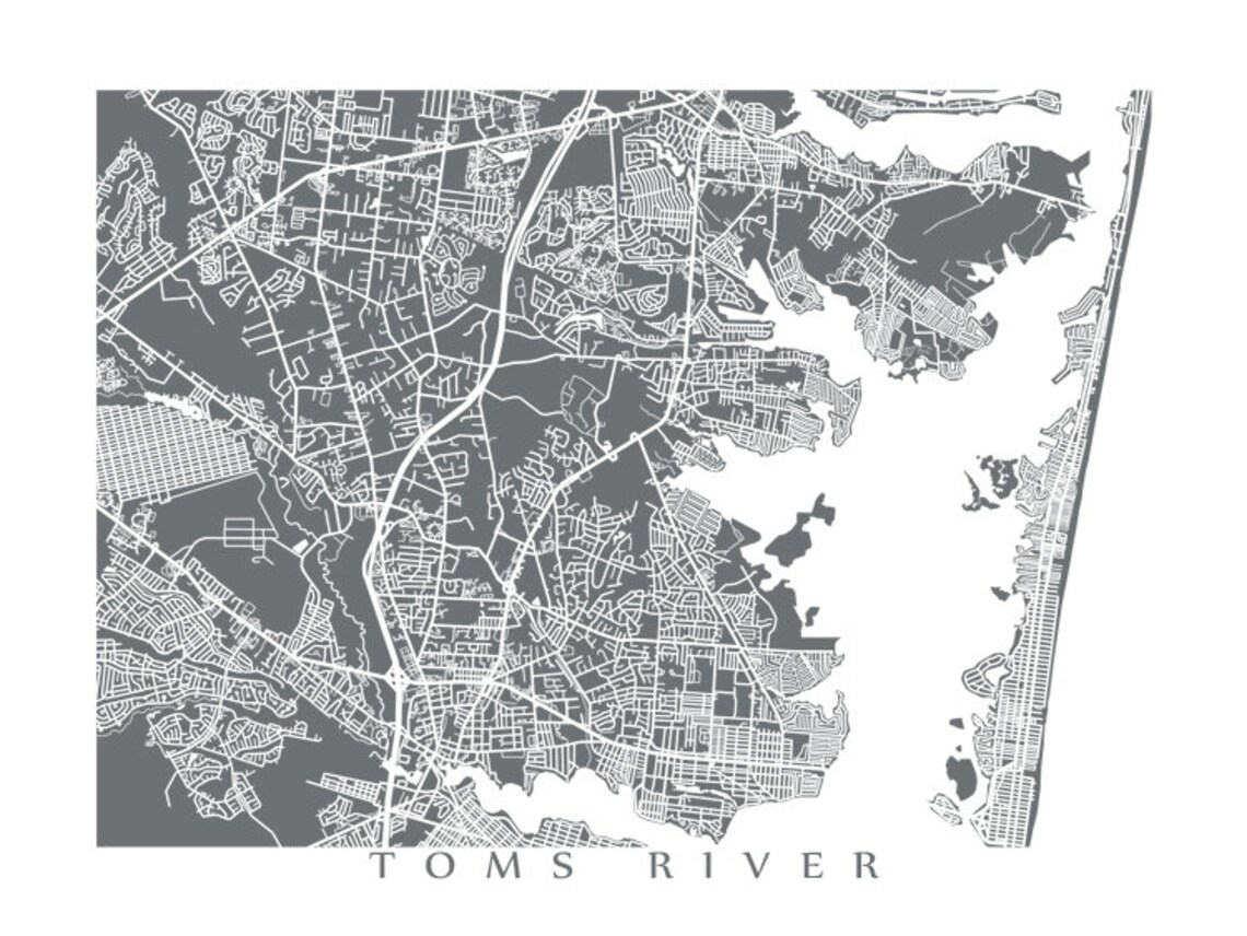 Toms River NJ Map Art Ocean County New Jersey Poster Print - Etsy
