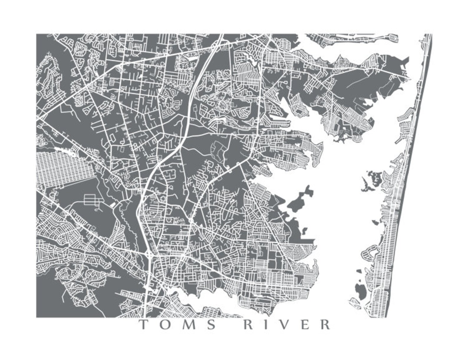 Toms River NJ Map Art Ocean County New Jersey Poster Print - Etsy