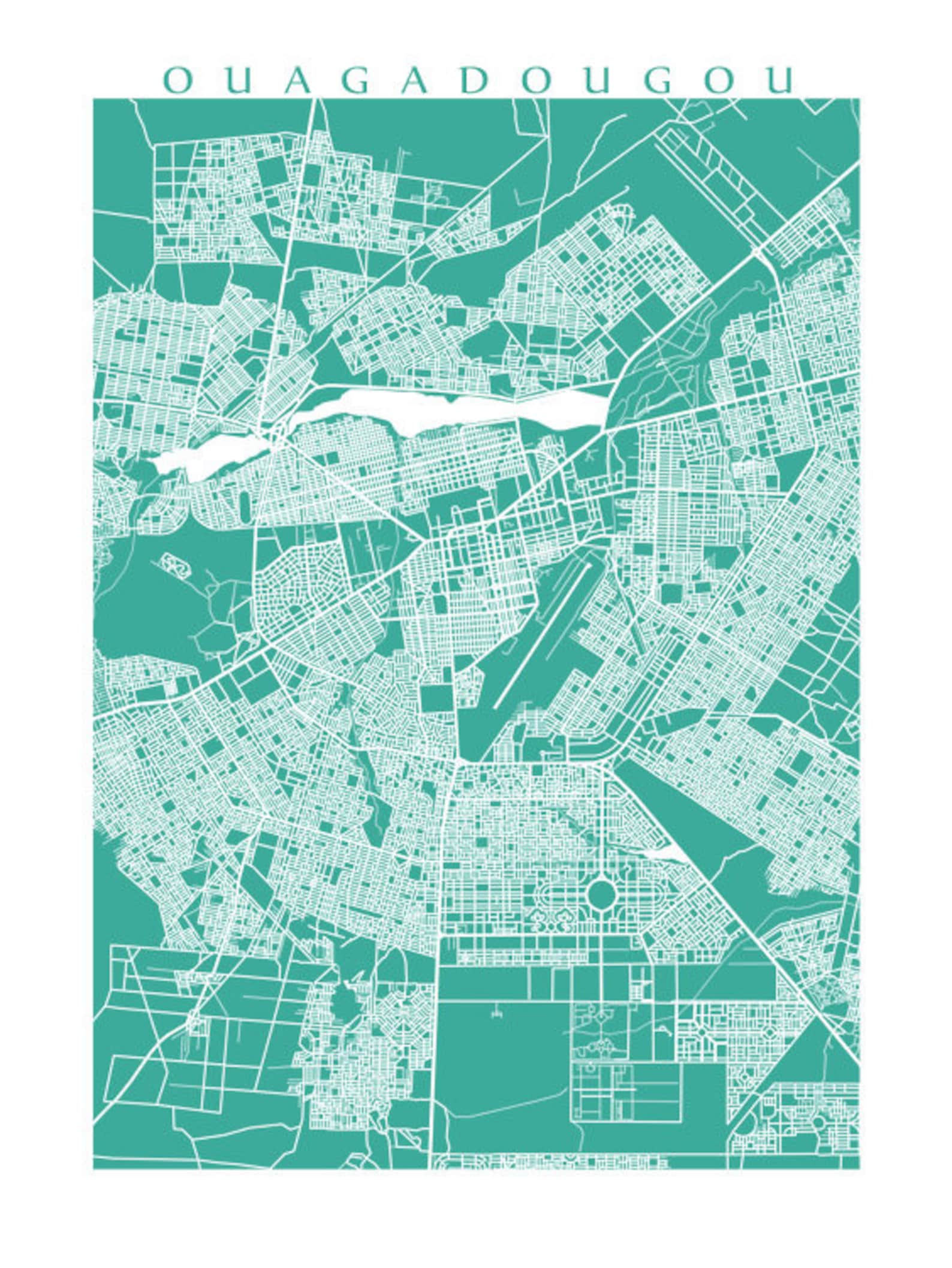 Ouagadougou Map Print Burkina Faso Poster Wagadugu | Etsy