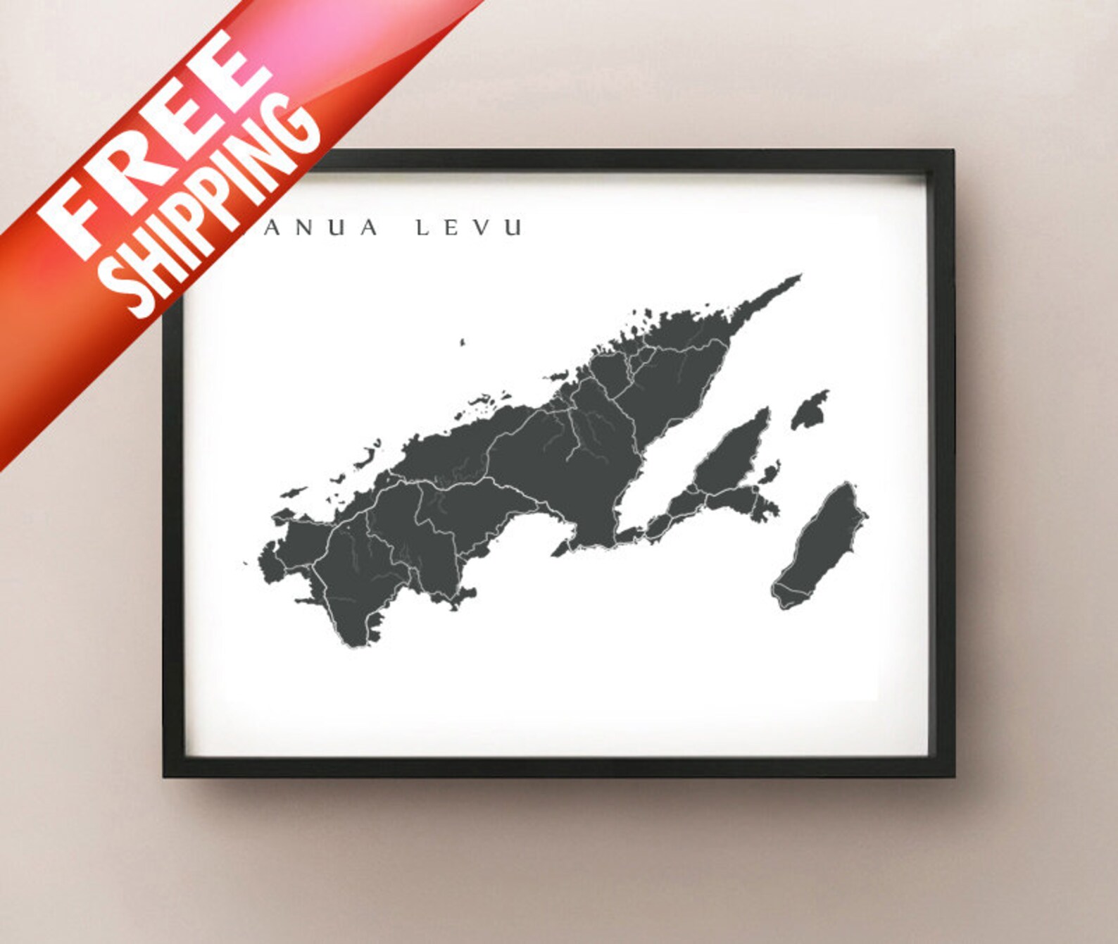 Vanua Levu Island Map Print - Etsy