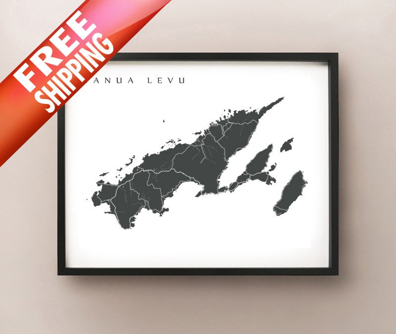 Vanua Levu Island Map Print | Etsy