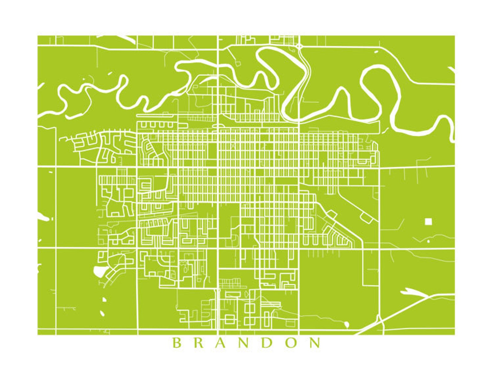 Brandon, MB Map Print Manitoba Poster - Etsy