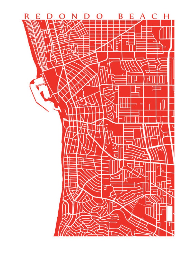 Redondo Beach Map Print - California Art Poster - Etsy