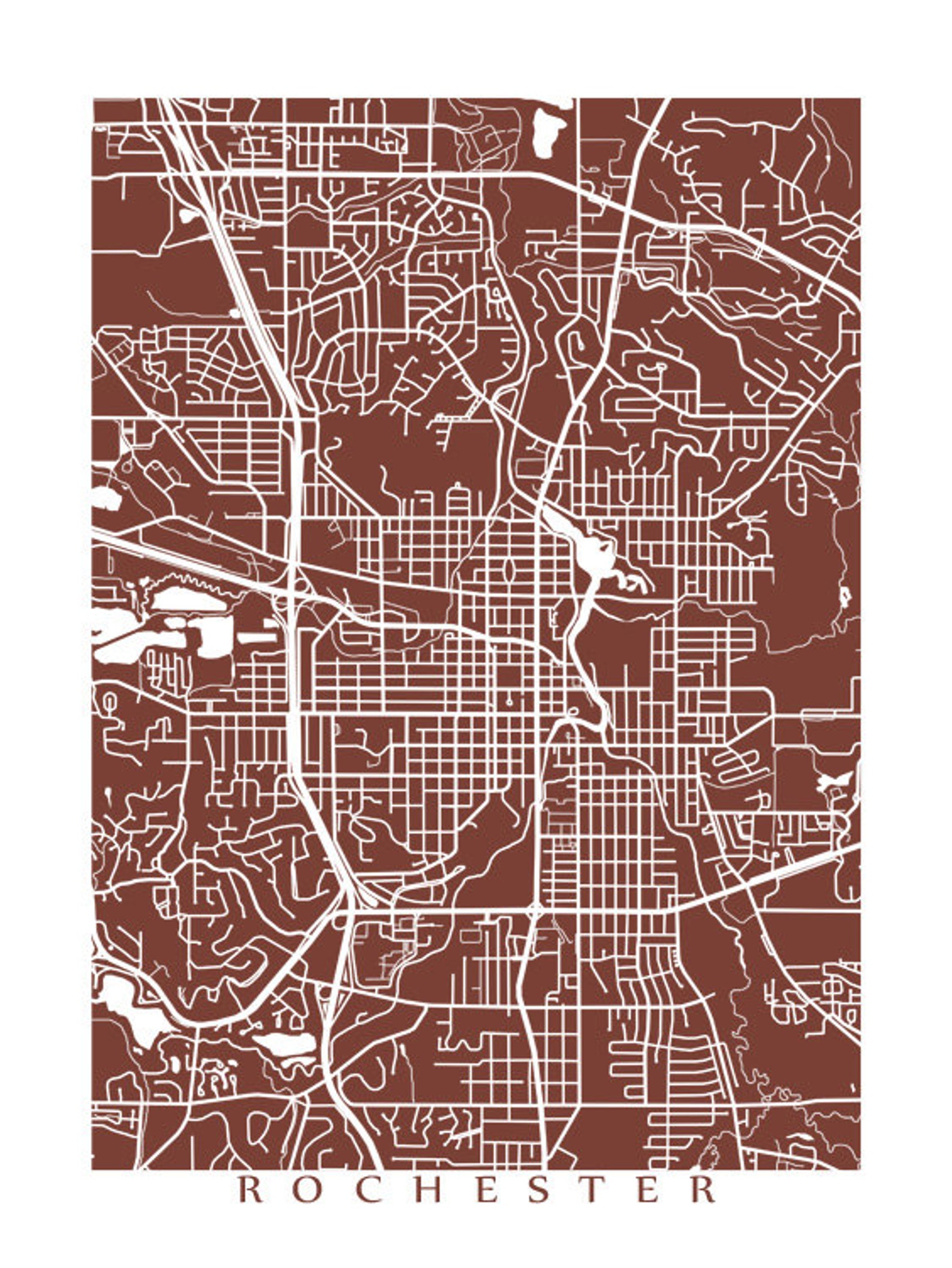 Rochester MN Map Print Minnesota Poster - Etsy