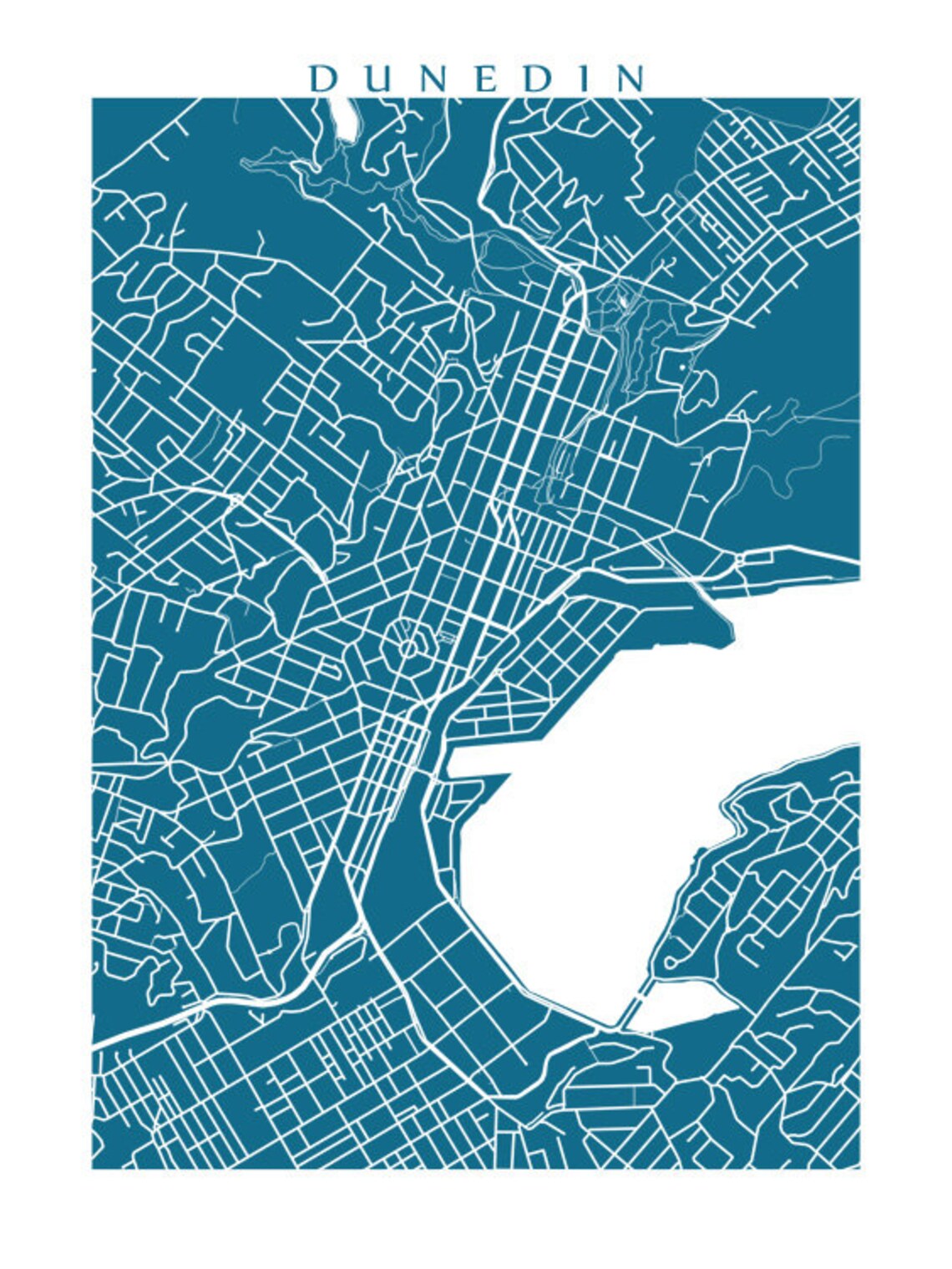 Dunedin Map - New Zealand Art Poster Print - Etsy