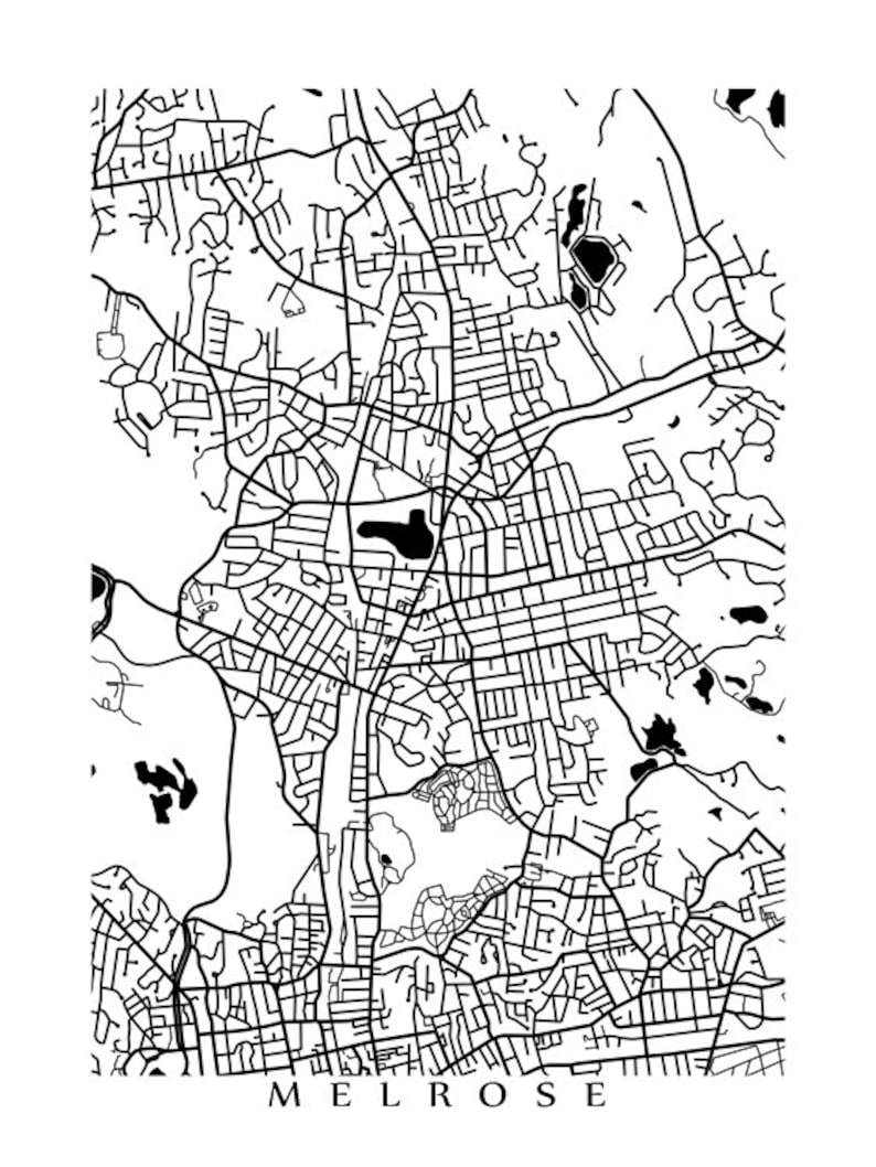 Melrose Map Print Massachusetts Art Poster | Etsy