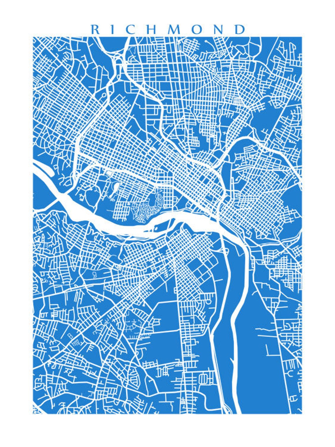 Richmond Map Print Virginia Poster Art - Etsy