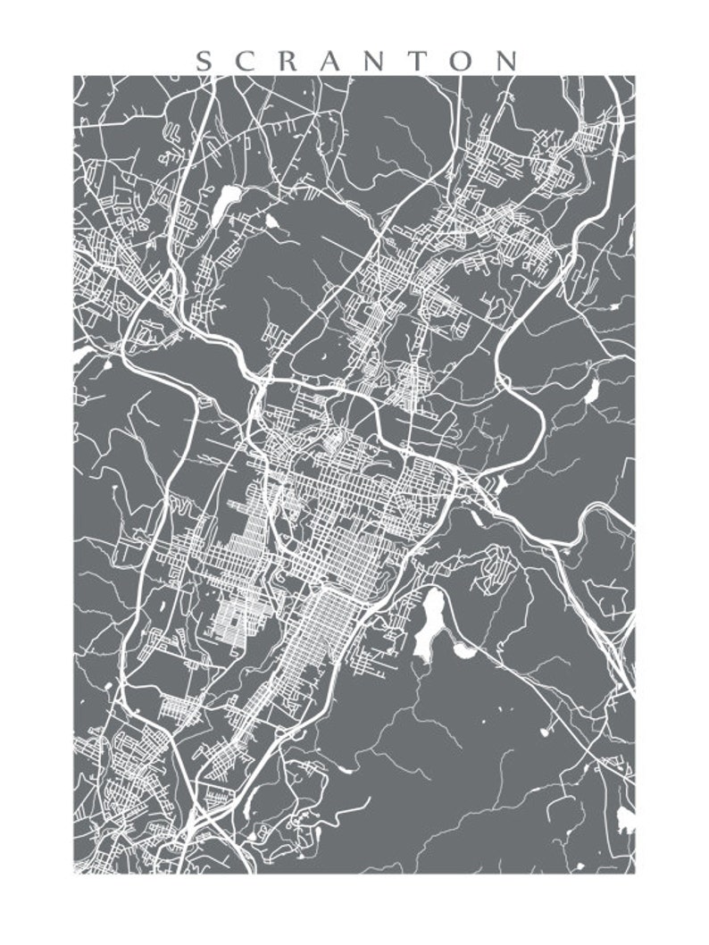 Scranton Map Pennsylvania Poster - Etsy