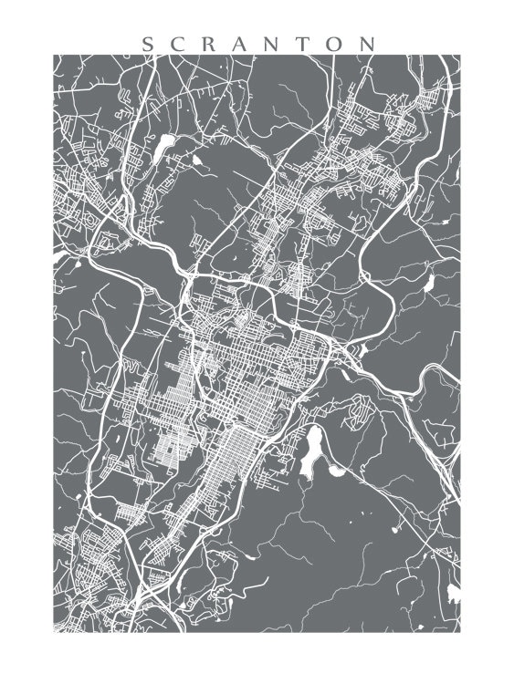 Scranton Map Pennsylvania Poster | Etsy
