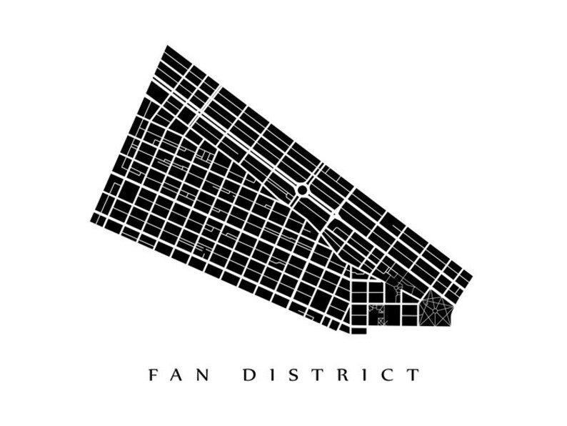 Fan District Neighborhood Map Print Richmond Virginia | Etsy