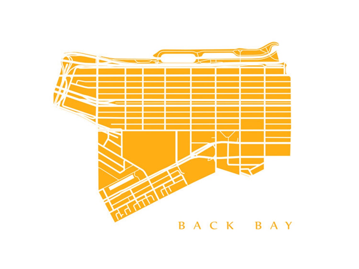 Back Bay Neighborhood Map Print Boston Massachusetts - Etsy