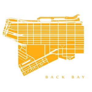 Back Bay Neighborhood Map Print - Boston, Massachusetts - Etsy