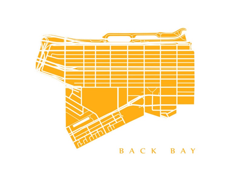 Back Bay Neighborhood Map Print Boston Massachusetts - Etsy