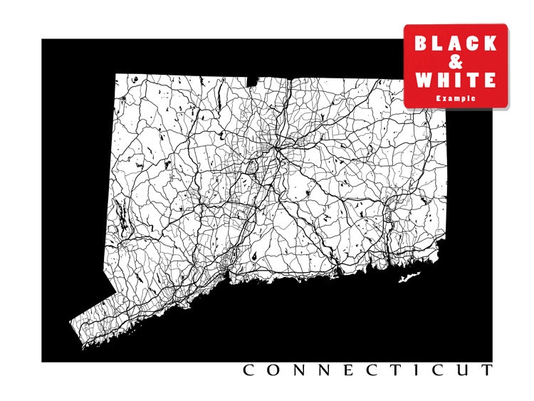 Connecticut State Map Print | Etsy