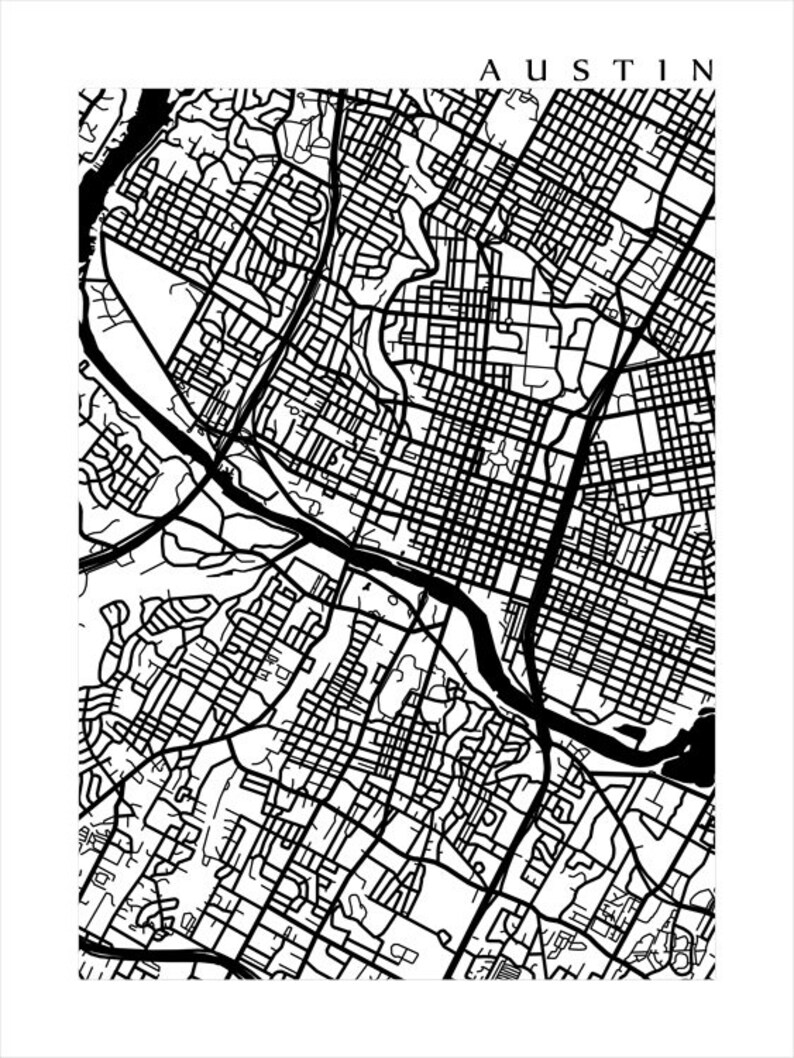 Austin Map Art Print Texas Poster | Etsy