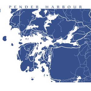 Pender Harbour, Sunshine Coast, BC Map Poster Print - British Columbia ...