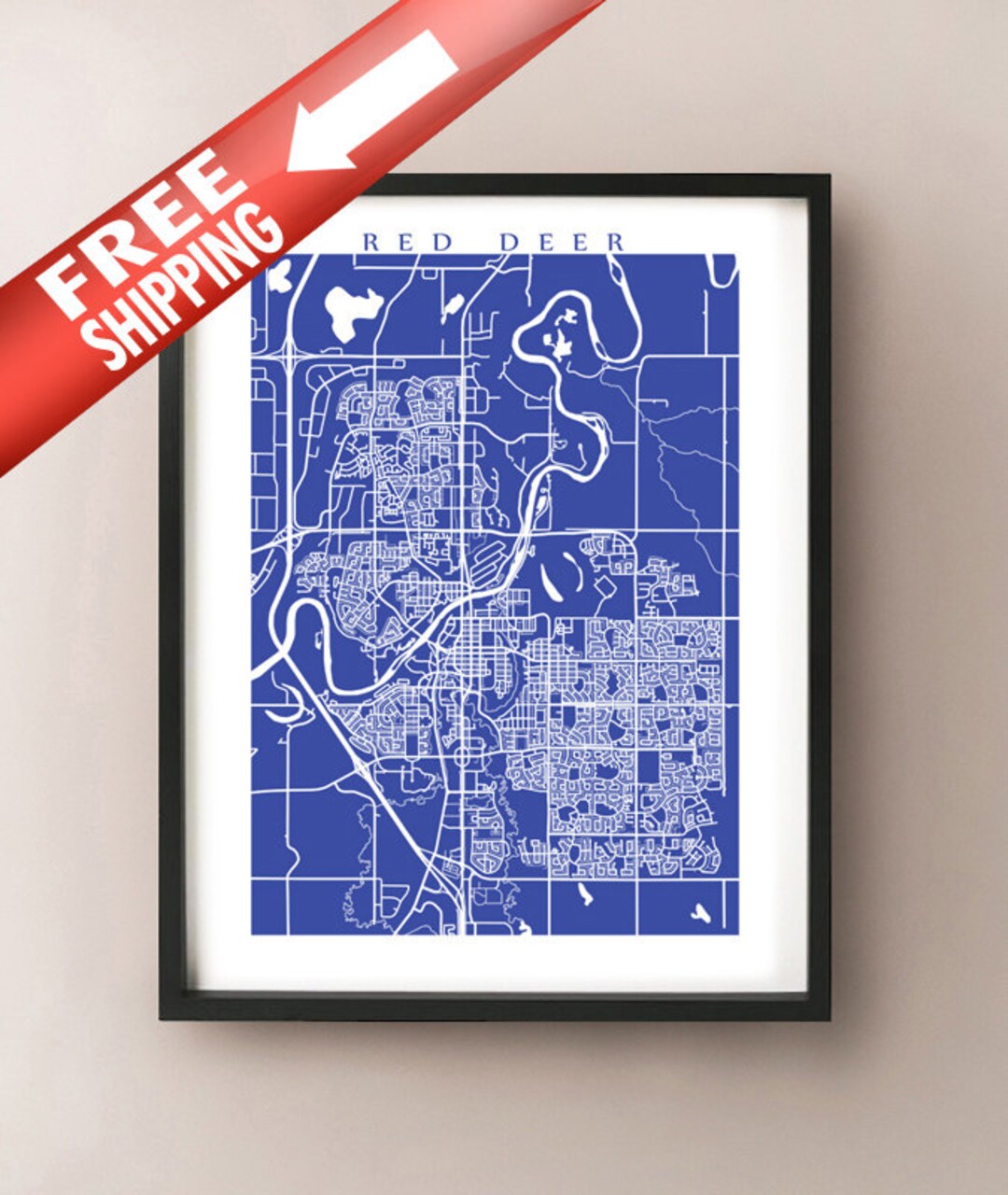 Red Deer Map Print - Etsy