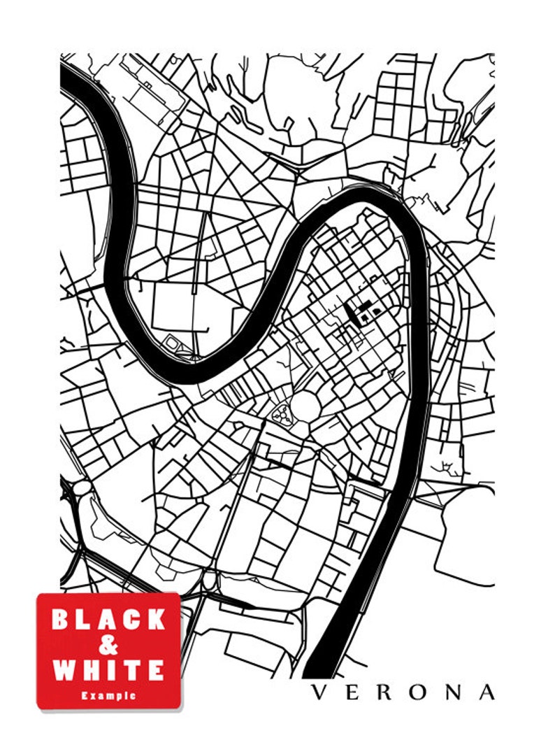 Verona Italy Map Art Print | Etsy