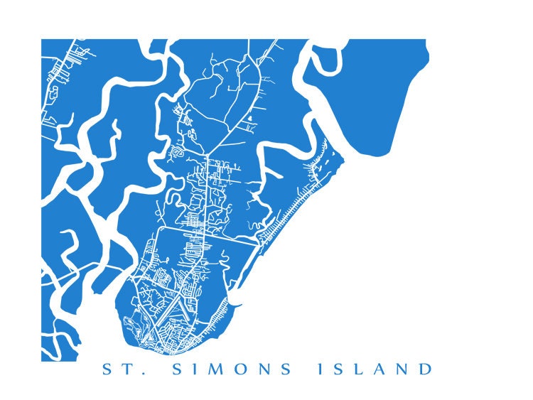 St. Simons Island, GA Map Print - Etsy