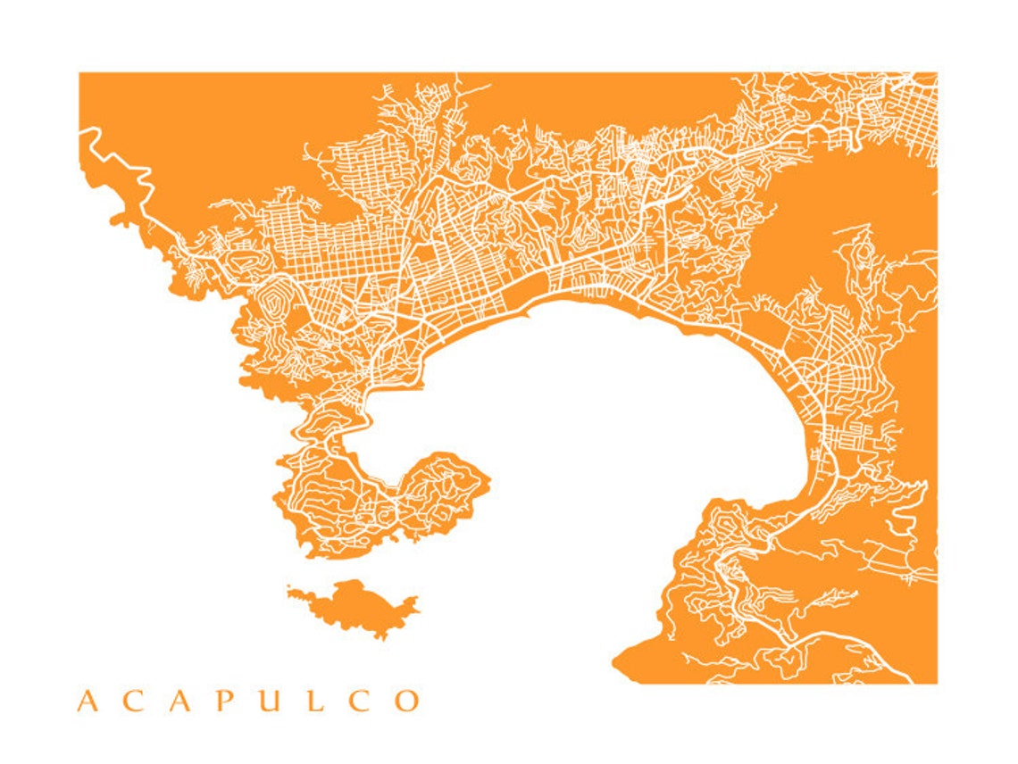 Acapulco Map Art Print Mexico Poster - Etsy