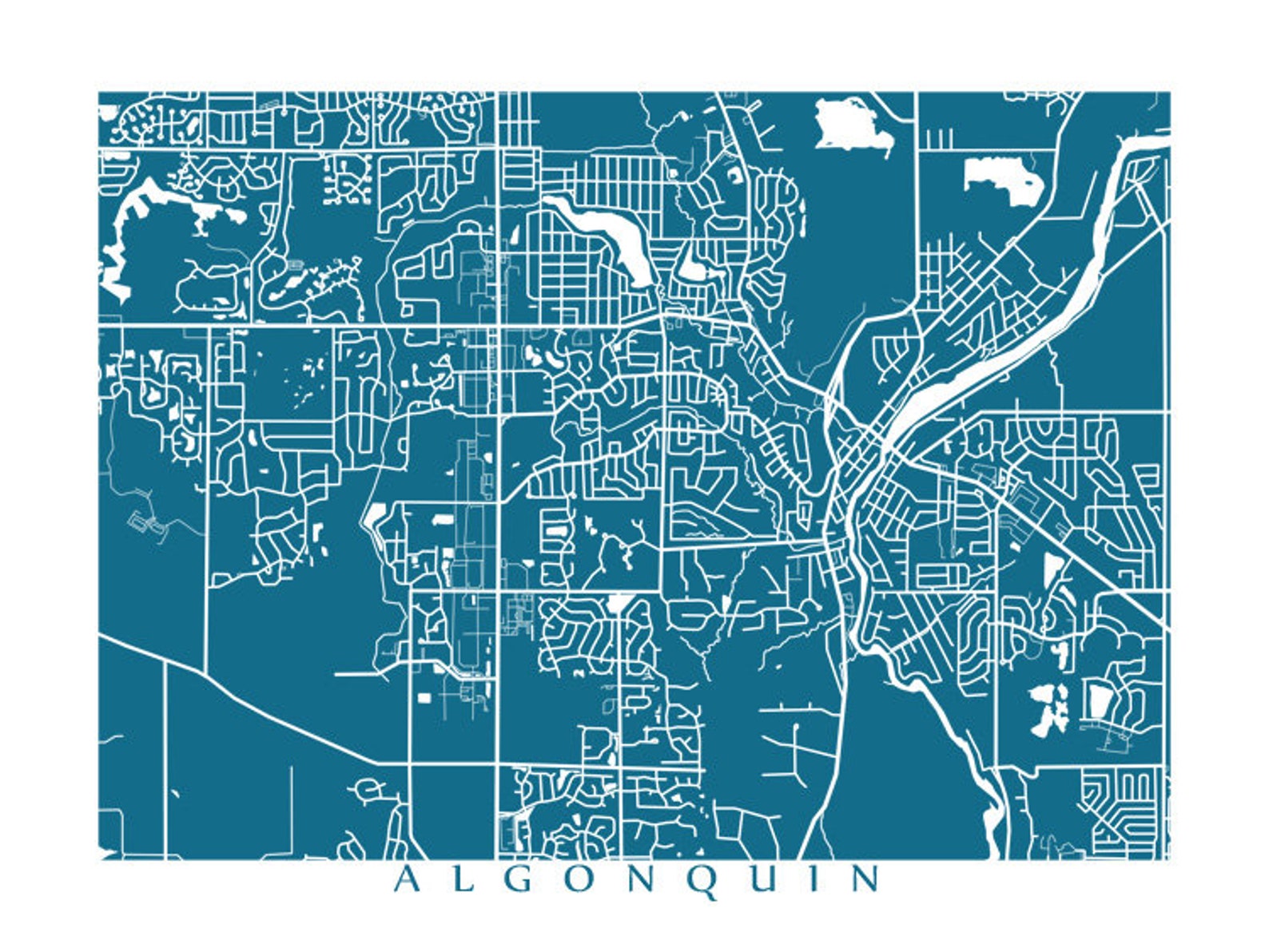Algonquin IL City Map Print - Etsy