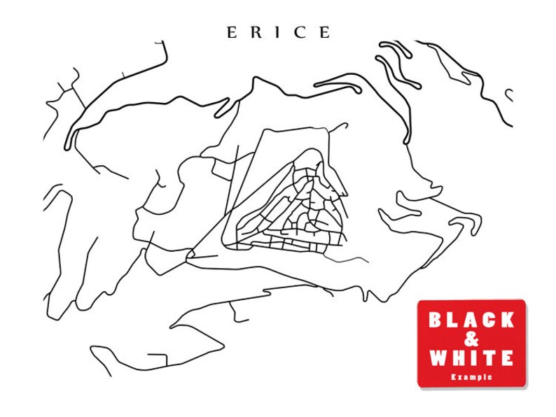 Erice, Sicily - Italy Map Print - Etsy