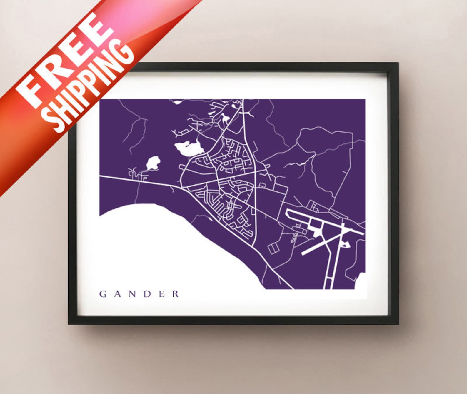 Gander Map Newfoundland Poster | Etsy
