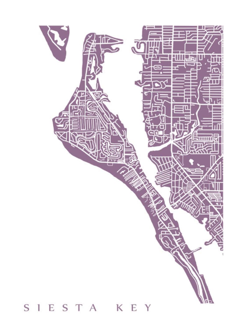 Siesta Key Map Print Florida Art Poster - Etsy