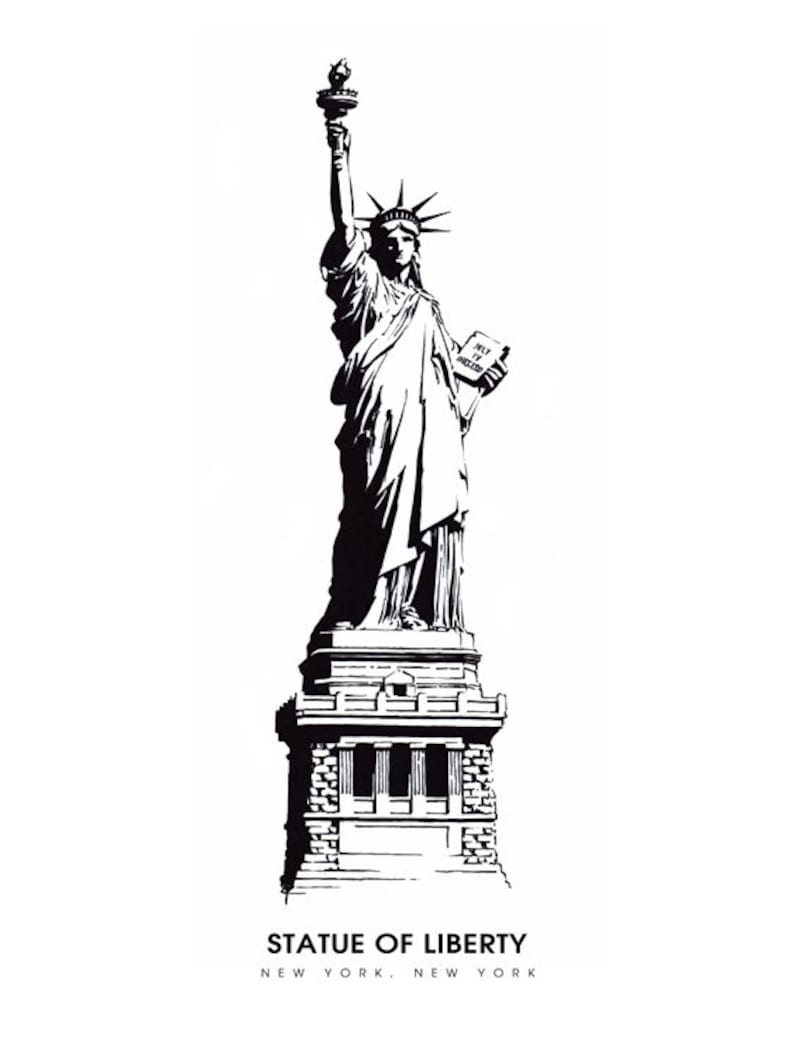 Statue of Liberty Ink Drawing Print NYC New York - Etsy