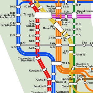 Manhattan Metro Subway Map Art Print - Etsy