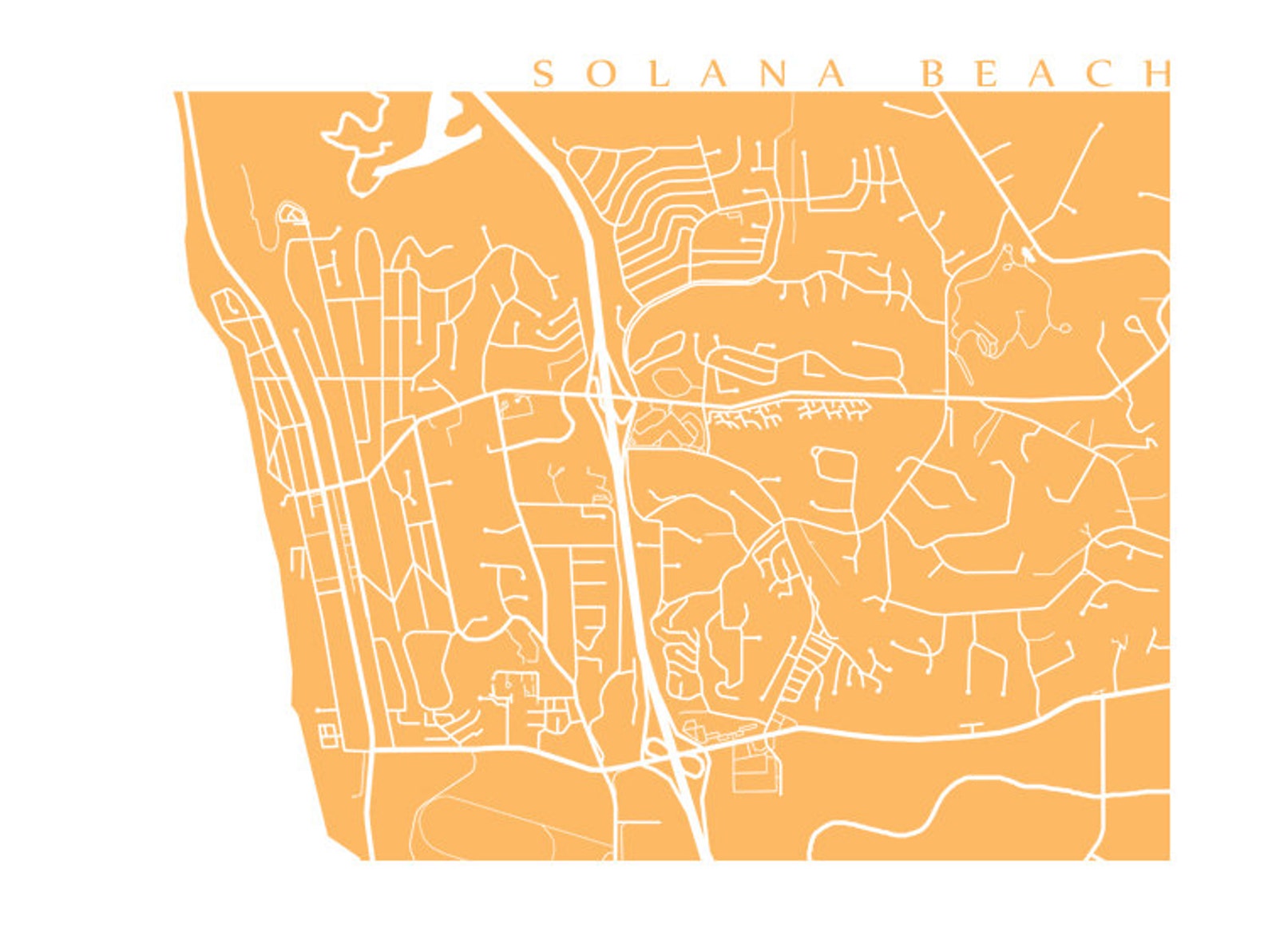 Solana Beach Map - California Poster Print - Etsy